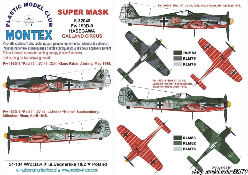 MONTEX K32048 - 1:32 Fw-190 D9 Galland Cirrus - Exito Model Store